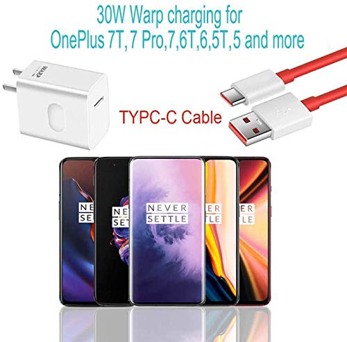 WNIEYO Oneplus 8 8pro Charger ，Warp Charger, OnePlus 7T 7 Pro Charger [5V 6A] + Fast Charging Cable for OnePlus 7 pro / 7 / 6T / 6 / 5T / 5