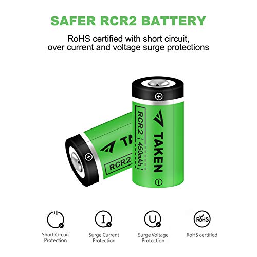 Taken CR2 Rechargeable Batteries with Charger, 3.7V 450mAh CR2 Battery, 8 Pack RCR2 Battery with 4-Ports Charger (Not for Arlo Batteries)