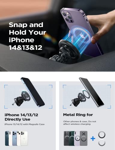 LISEN Fits MagSafe Car Mount Upgrade 18 Magnets Fit iPhone 14 Pro Max Car Holder Mount Super Stable Magnetic Phone Holder for Car Air Vent for Magsafe iPhone 12/13/14 Pro Max Mini All Phones