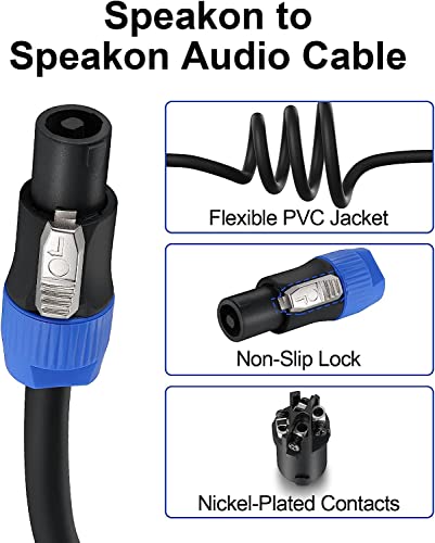 EBXYA 3 Feet Speakon Speaker Cable 12 Gauge(AWG) - Premium Speakon to Speakon Audio Cable Cord with NL4FX (NL4FC) Connector - 4 Conductor