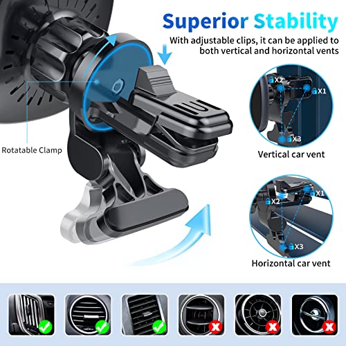 Magnetic Charger Car Vent Mount, UTOO Strong Snap Phone Holder, Easy to Intall, Fast Wireless Charge for iPhone 12 iPhone 13 iPhone 14 Series