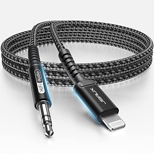 JSAUX Aux Cord for iPhone 3.3FT, 3.5mm Aux Cable for Car Compatible with iPhone 14 13 12 11 XS XR X 8 7 6 iPad iPod for Car Home Stereo, Speaker, Support All iOS Version-Black
