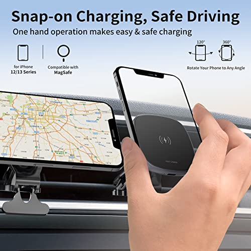 Magnetic Charger Car Vent Mount, UTOO Strong Snap Phone Holder, Easy to Intall, Fast Wireless Charge for iPhone 12 iPhone 13 iPhone 14 Series