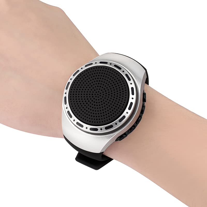 OriDecor Wireless Wearable Waterproof Wrist Portable Bluetooth Speaker Watch with Multi Function FM Radio & MP3 Player & TWS & Selfie & Ultra Long Standby Time for Running, Hiking, Riding(Silver)