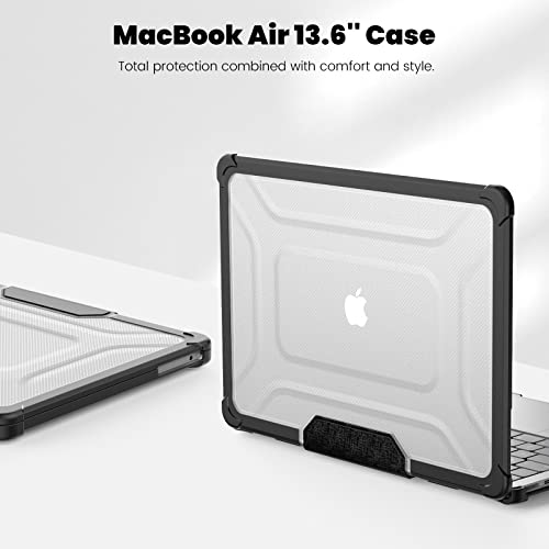 Batianda Case for M3 MacBook Air 13.6 inch 2024 2022 Model A3113/A2681- Full Protection Anti-Collision Design Foldable Stand TPU Bumper with Keyboard Cover Protector - Durable Scratch-Resistant, Black