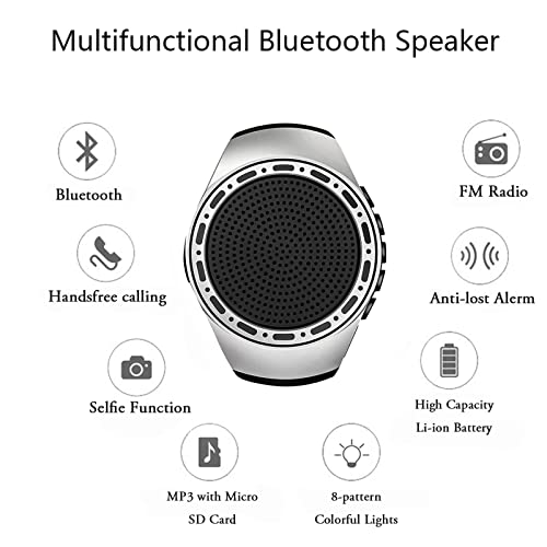 OriDecor Wireless Wearable Waterproof Wrist Portable Bluetooth Speaker Watch with Multi Function FM Radio & MP3 Player & TWS & Selfie & Ultra Long Standby Time for Running, Hiking, Riding(Silver)