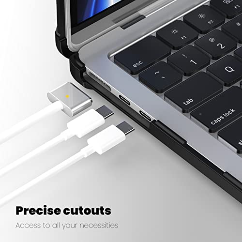 Batianda Case for M3 MacBook Air 13.6 inch 2024 2022 Model A3113/A2681- Full Protection Anti-Collision Design Foldable Stand TPU Bumper with Keyboard Cover Protector - Durable Scratch-Resistant, Black
