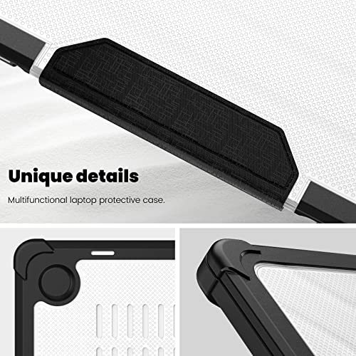 Batianda Case for M3 MacBook Air 13.6 inch 2024 2022 Model A3113/A2681- Full Protection Anti-Collision Design Foldable Stand TPU Bumper with Keyboard Cover Protector - Durable Scratch-Resistant, Black