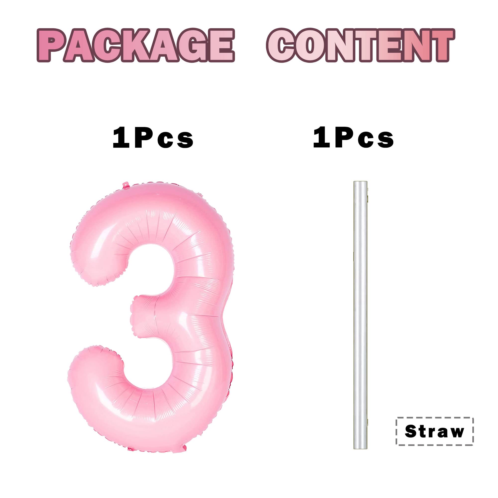 40 Inch Large Number Balloons Pink Mylar Foil Big Number 1 Giant Balloon Birthday Party Decoration