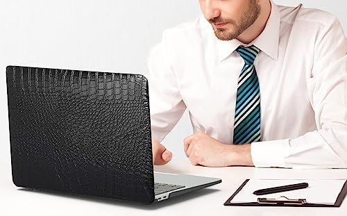 AMCJJ Compatible with MacBook Air 15 inch Case 2024 2023 Release M3 A3114 M2 A2941, Hard Shell Cover & Keyboard Cover & Screen Protector - Black Leather