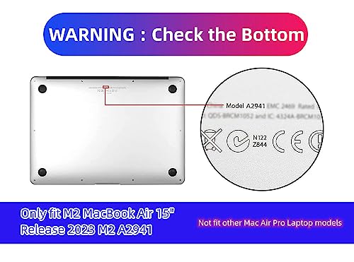 AMCJJ Compatible with MacBook Air 15 inch Case 2024 2023 Release M3 A3114 M2 A2941, Hard Shell Cover & Keyboard Cover & Screen Protector - Black Leather
