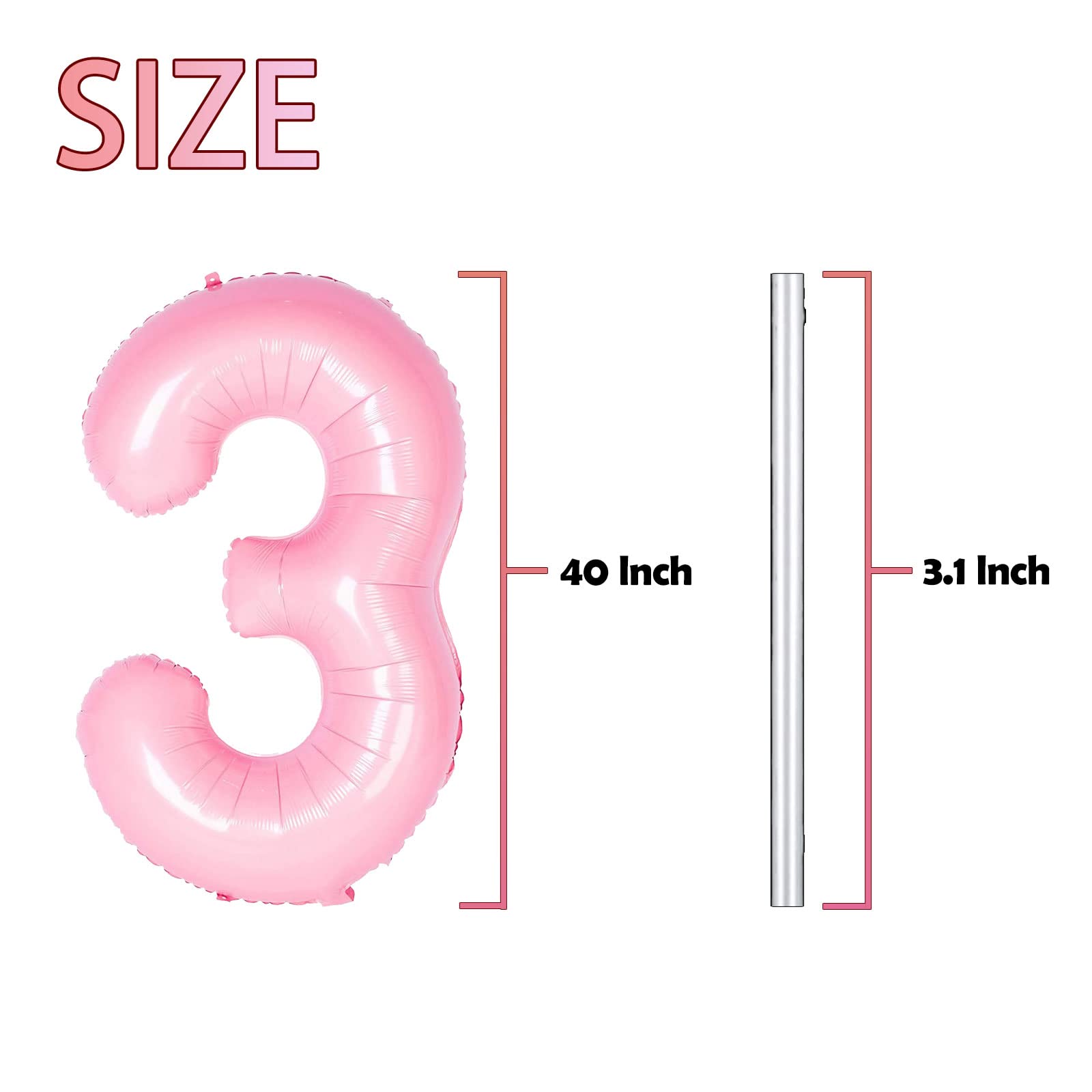 40 Inch Large Number Balloons Pink Mylar Foil Big Number 1 Giant Balloon Birthday Party Decoration