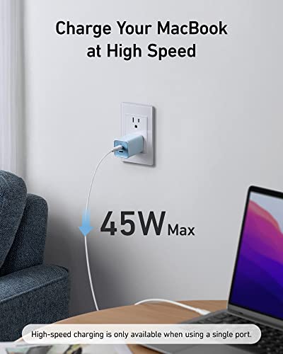 Anker USB C Charger 47W, 523 Charger (Nano 3), 2 Port Compact Foldable GaN Fast Charger for iPhone 14/14 Plus/14 Pro/14 Pro Max/13, Galaxy, Pixel 4/3, iPad/iPad Mini (Cable Not Included)- Black