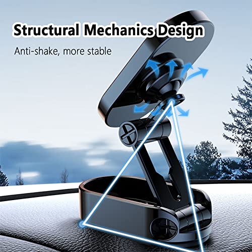 NHHC Magnetic Phone Holder for Car,Foldable Phone Mount 360°Rotation 6 Super Strong Magnets,Magnet for car Dashboard Phone Holder Magnetic Car Mount for iPhone and All Smartphone (Silver)