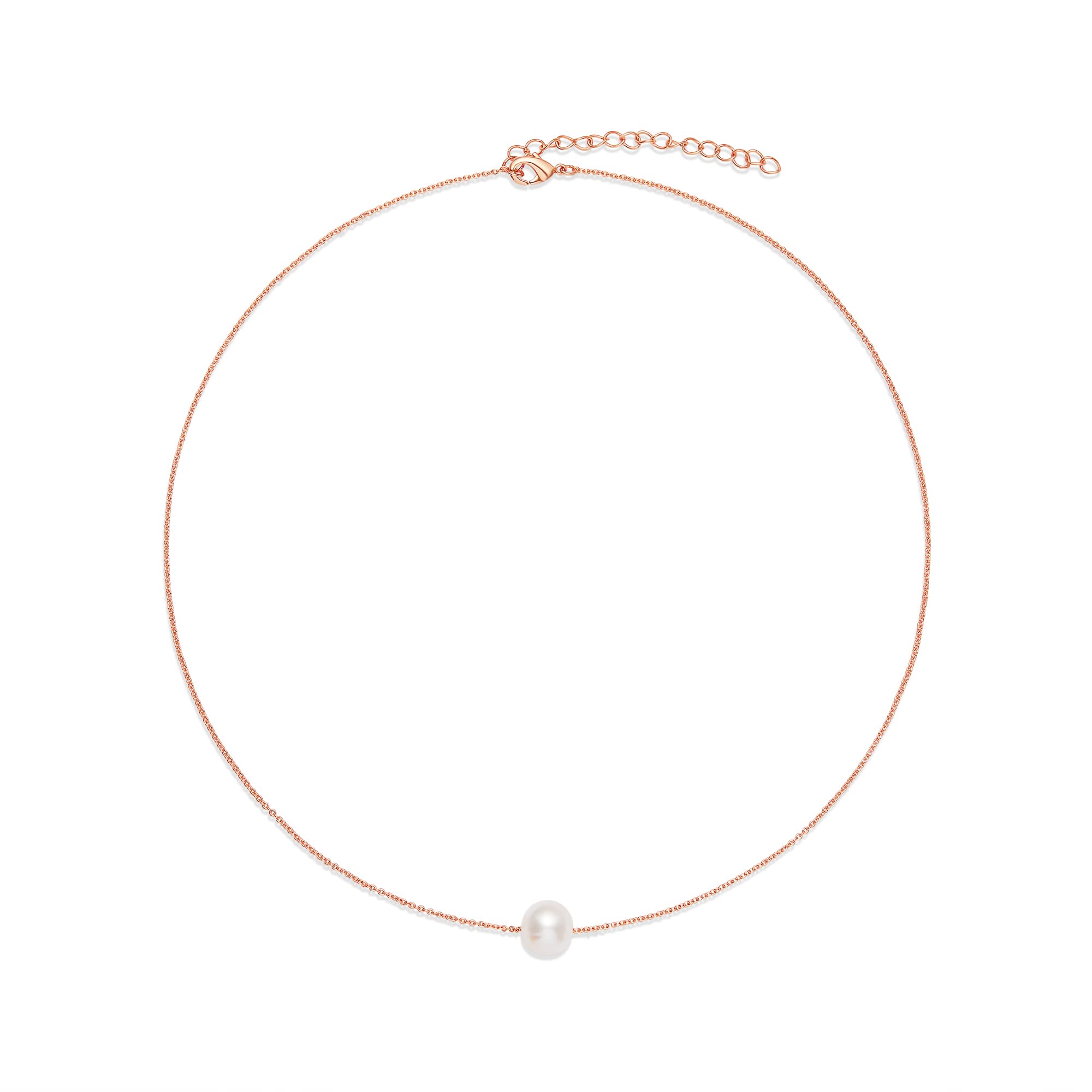 Amazon Essentials 14K Gold Plated Freshwater Pearl Pendant Necklace 16", Rose Gold