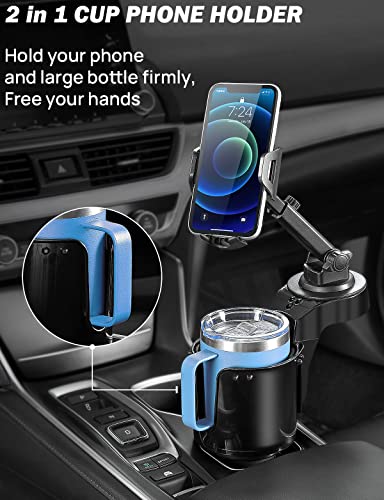 JOYTUTUS Cup Holder Phone Mount for Car, Car Cup Holder Cellphone Holder for Car, Large Car Cup Holder Adapter Long Arm with 360 Degree Rotation, Compatible with iPhone, Samsung & All Smartphones