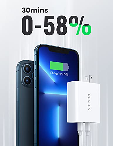 UGREEN 36W Dual Ports USB C Wall Charger - 2-Port Fast Charger USB-C Power Adapter Compatible for iPhone 13/13 Mini/13 Pro/13 Pro Max/12/12 Pro Max, iPad Mini/Pro, Pixel, Galaxy Note20/S20