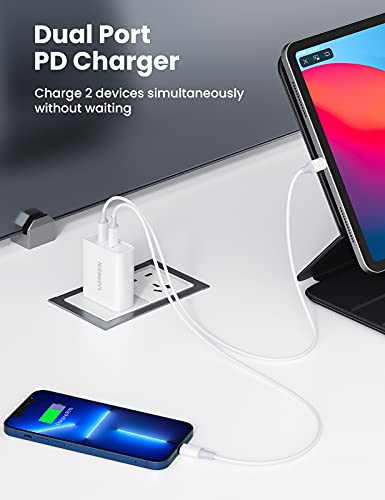 UGREEN 36W Dual Ports USB C Wall Charger - 2-Port Fast Charger USB-C Power Adapter Compatible for iPhone 13/13 Mini/13 Pro/13 Pro Max/12/12 Pro Max, iPad Mini/Pro, Pixel, Galaxy Note20/S20