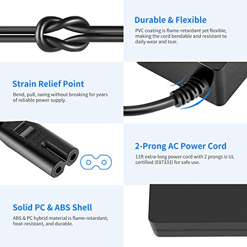 Neewer Photography AC 110V to DC 15V 2.0mm X 5.5mm Power Adapter with Power Cable 4.8A Output Power Supply for Photo Studio Ring Light (Black)