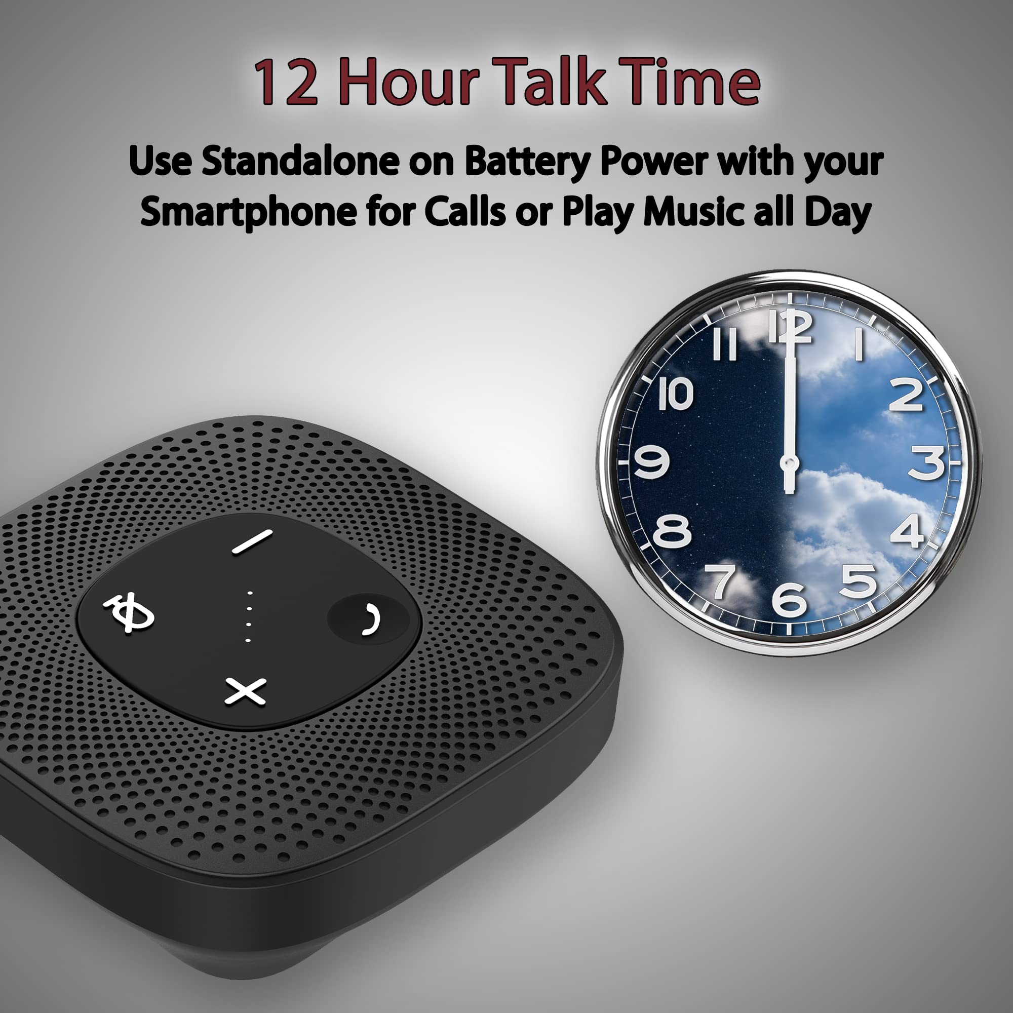 CA Essential Speakerphone SP-2000 - USB and Bluetooth Speakerphone, Clear Sound, 360 Degree Noise Cancelling Microphone with 3m Range, 66 Ft BT Wireless Range, by Cyber Acoustics