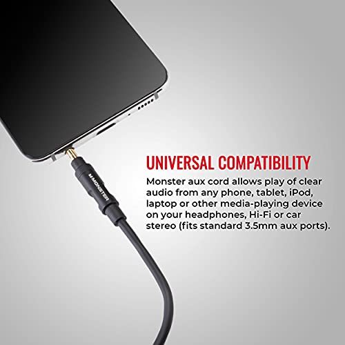 Monster Mobile® Audio Cable 3.5mm Male to Male Stereo Audio Cable-4 feet Black/Dull Black