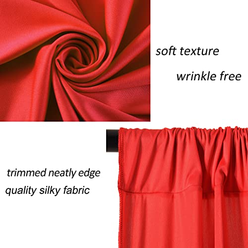 10x10 Red Backdrop Curtain for Parties Wedding Wrinkle Free Red Photo Curtains Backdrop Drapes Fabric Decoration for Birthday Party Baby Shower Christmas 5ft x 10ft,2 Panels