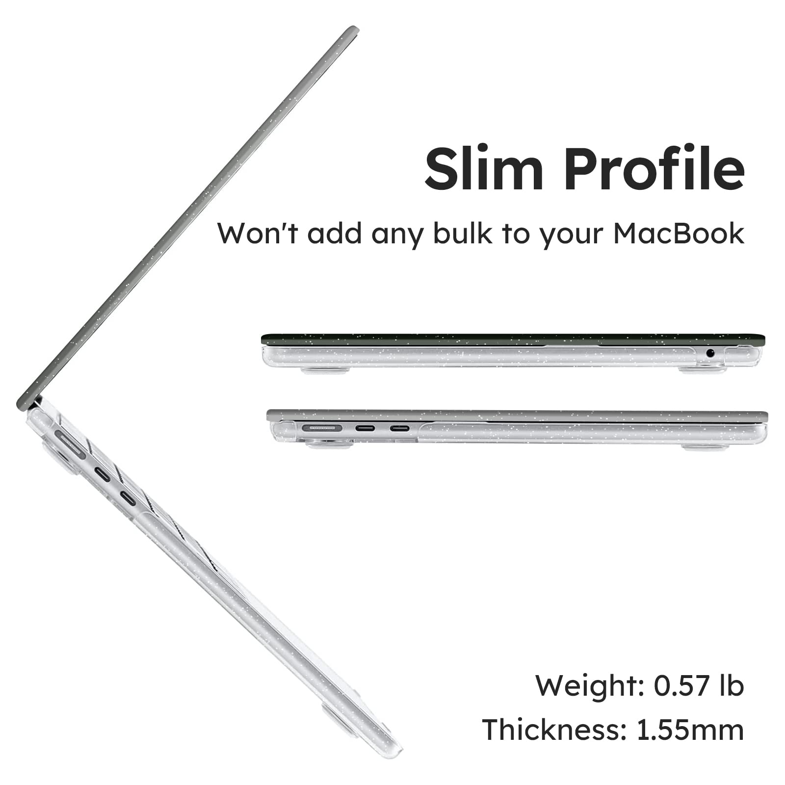 iCasso for MacBook Air 13.6 Inch Case 2022 2023 Release A2681 M2 Chip with Retina Display,Glitter Hard Shell Case for MacBook Air M2 + Keyboard Cover + Screen Protector -Glitter Black Gradient