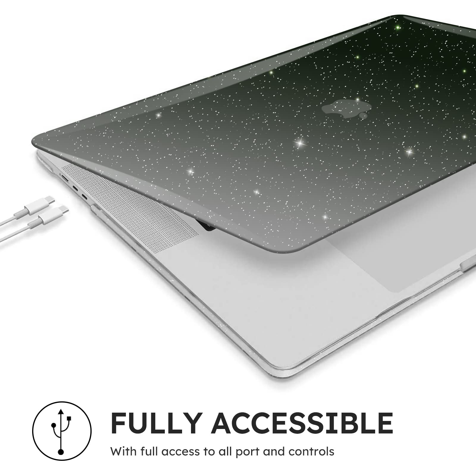 iCasso for MacBook Air 13.6 Inch Case 2022 2023 Release A2681 M2 Chip with Retina Display,Glitter Hard Shell Case for MacBook Air M2 + Keyboard Cover + Screen Protector -Glitter Black Gradient