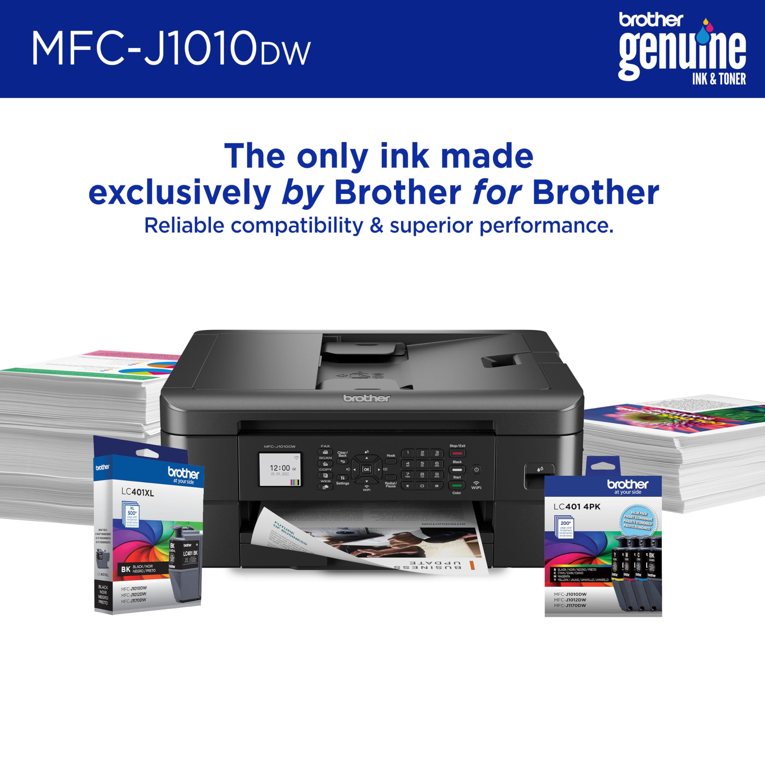 Brother MFC-J1010DW Wireless Color Inkjet All-in-One Printer with Mobile Device and Duplex Printing, Refresh Subscription and Amazon Dash Replenishment Ready