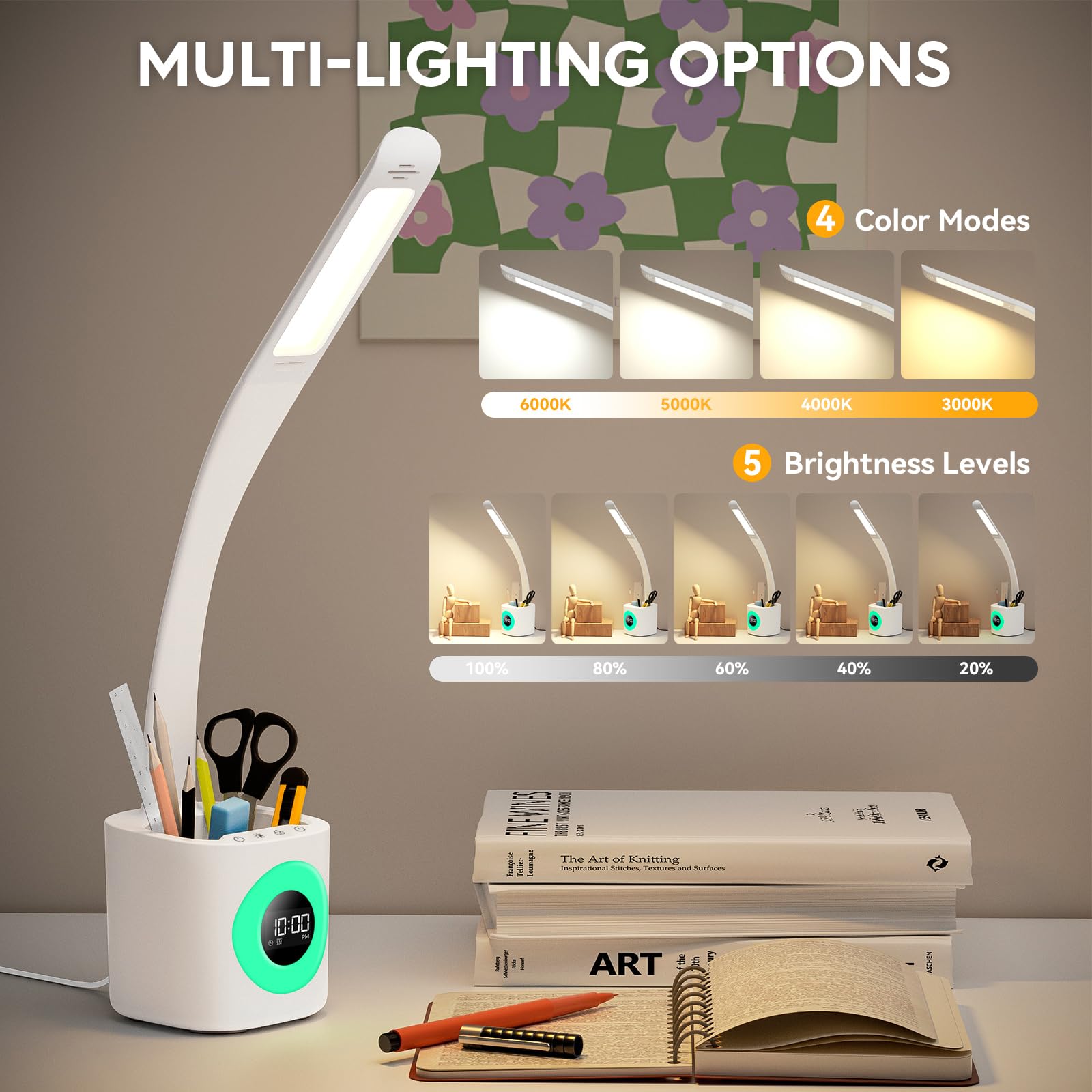 Desk Lamps for Home Office, Architect Desk Lamp with Clamp, LED Desktop Lamp Dimmable, Bright Office Lighting, 9W Modern Desk Lamp for Monitor (Black)