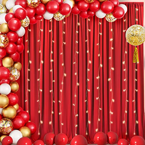 10x10 Red Backdrop Curtain for Parties Wedding Wrinkle Free Red Photo Curtains Backdrop Drapes Fabric Decoration for Birthday Party Baby Shower Christmas 5ft x 10ft,2 Panels