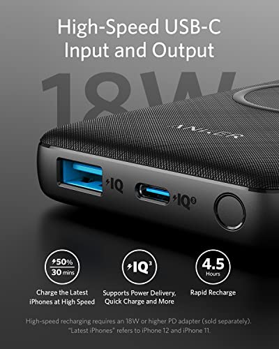Anker PowerCore III 10K Wireless Portable Charger with Qi-Certified 10W Wireless Charging and 18W USB-C Quick Charge for iPhone 13, 12, Mini, Pro, iPad, AirPods, and More