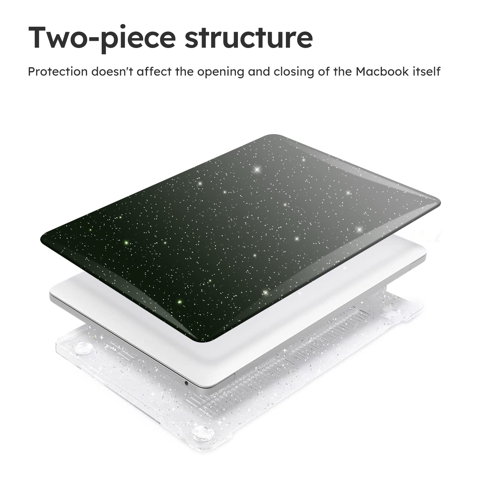 iCasso for MacBook Air 13.6 Inch Case 2022 2023 Release A2681 M2 Chip with Retina Display,Glitter Hard Shell Case for MacBook Air M2 + Keyboard Cover + Screen Protector -Glitter Black Gradient
