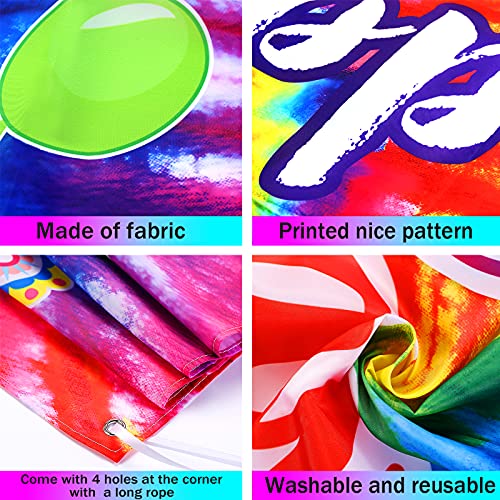 Tie Dye Birthday Backdrop, Tie Dye Party Supplies Birthday Decorations, Rainbow Birthday Banner Background, 60's 70's Hippie Theme Groovy Birthday Party Decorations, 71 x 43 Inches