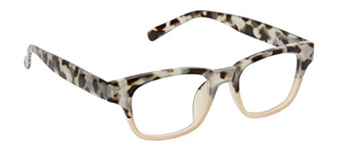 Peepers by PeeperSpecs Women's Layover Square Blue Light Blocking Reading Glasses, Gray Tortoise/Pink, 49 + 1.75