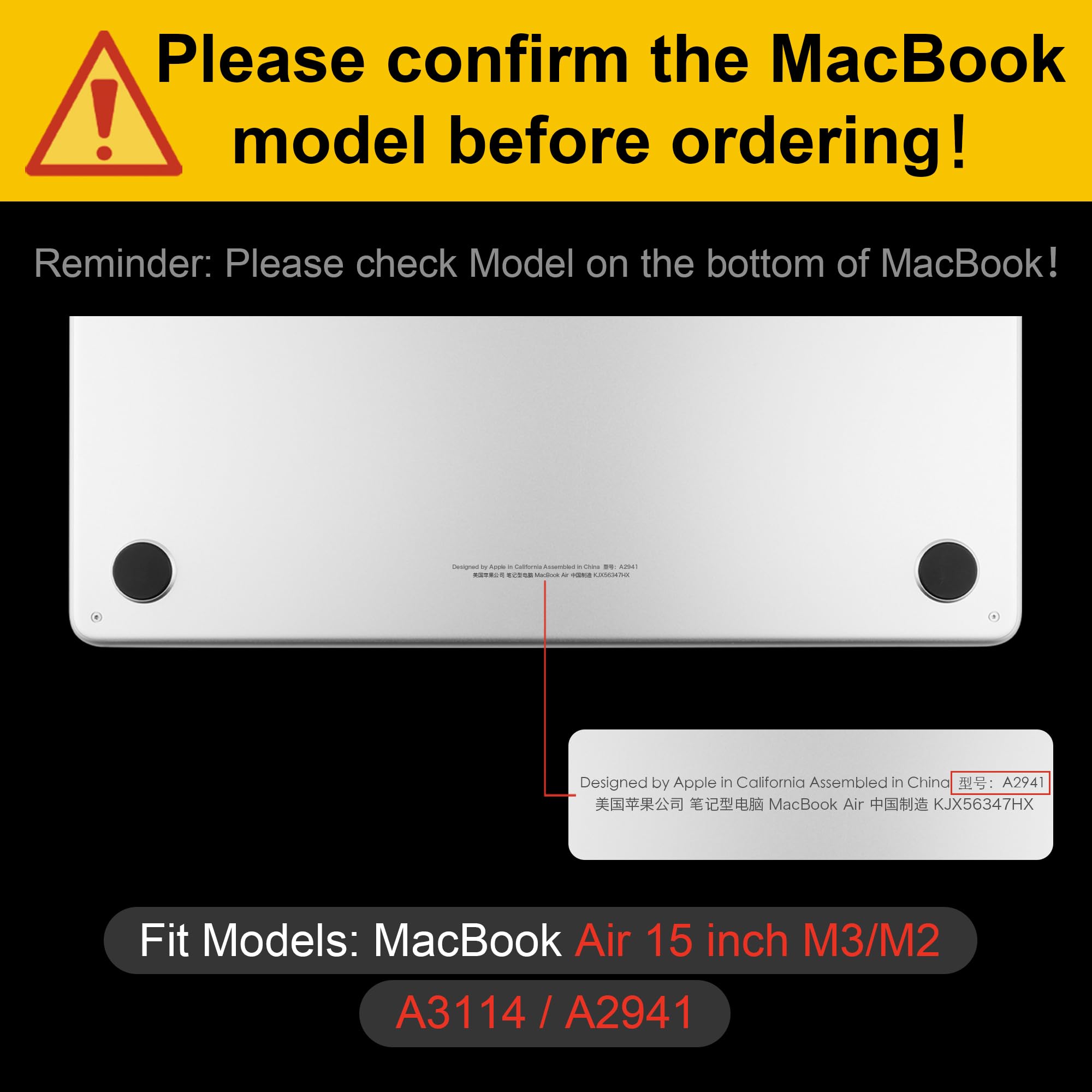 Yebiseven Case for MacBook Air 15 inch M3/M2 2024 2023 Released Model A3114/A2941, Plastic Hard Shell Laptop Case with Keyboard Cover & Trackpad Film & 2 OTG Adapters, Art Whale