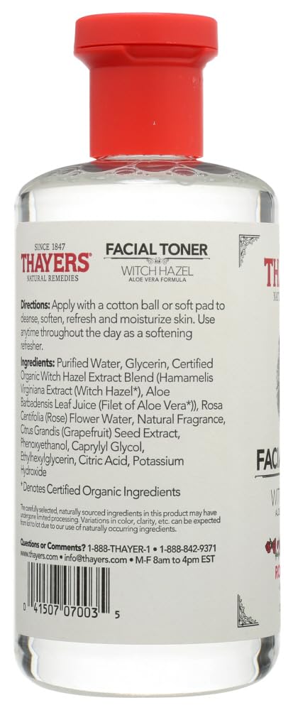 Thayers Alcohol-Free Rose Petal Soothing Witch Hazel for Face & Skin with Aloe Vera UcvrXn, 3Pack (12 oz)