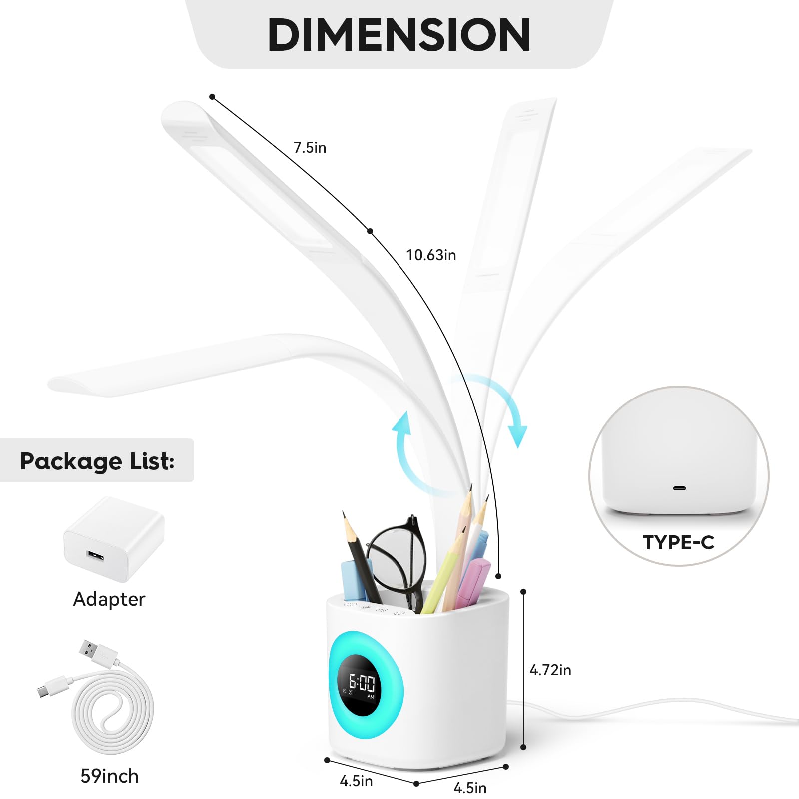 Desk Lamps for Home Office, Architect Desk Lamp with Clamp, LED Desktop Lamp Dimmable, Bright Office Lighting, 9W Modern Desk Lamp for Monitor (Black)