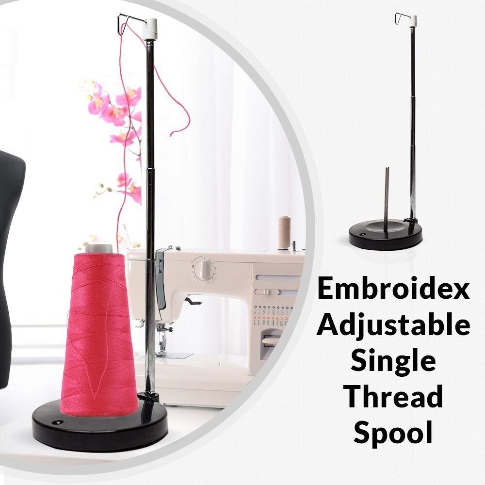 Embroidex Adjustable Single Thread Spool Holder β Stand Alone Embroidery, Sewing or Quilting Thread Holder or Stand β Ensures Smoother Feed = Heavy Plastic Base