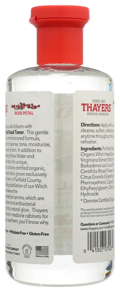 Thayers Alcohol-Free Rose Petal Soothing Witch Hazel for Face & Skin with Aloe Vera UcvrXn, 3Pack (12 oz)