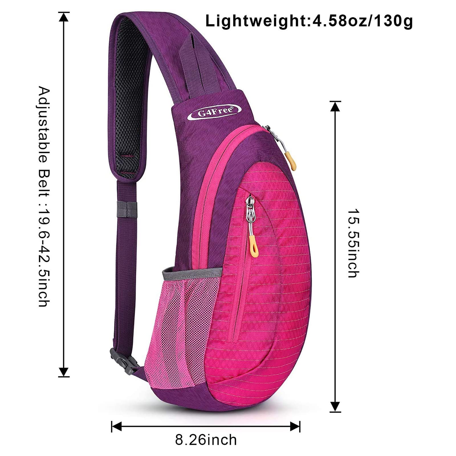 G4Free Sling Bags Men and Women Shoulder Backpack Small Crossbody Chest Sling Backpack (Rose)