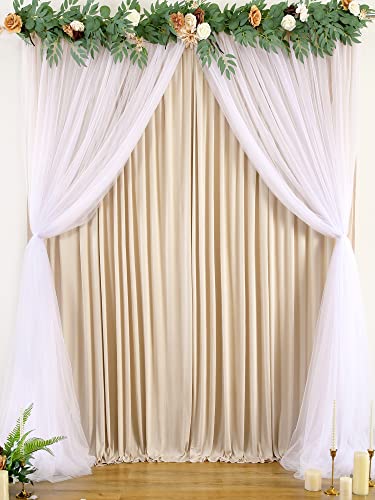 Champagne Tulle Backdrop Curtains for Baby Shower Party Wedding Photo Drape Backdrop for Photography Props Engagement Bridal Shower 5 ft X 10 ft