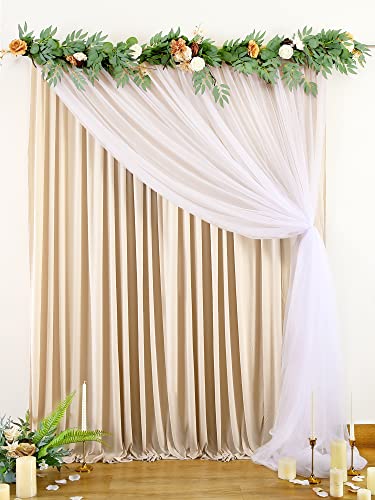 Champagne Tulle Backdrop Curtains for Baby Shower Party Wedding Photo Drape Backdrop for Photography Props Engagement Bridal Shower 5 ft X 10 ft