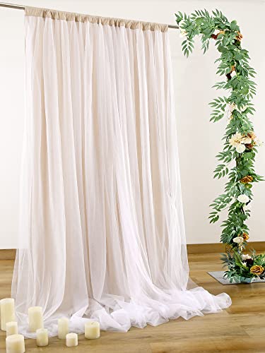 Champagne Tulle Backdrop Curtains for Baby Shower Party Wedding Photo Drape Backdrop for Photography Props Engagement Bridal Shower 5 ft X 10 ft