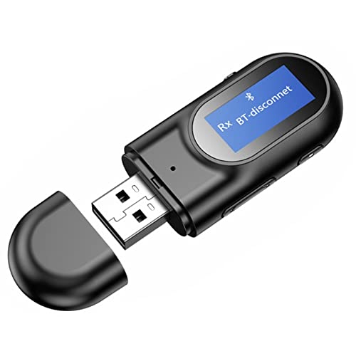 Bluetooth 5.0 Transmitter Receiver,Bluetooth Transmitter for TV,TWIEVO Bluetooth Adapter LCD Display 3-in-1 3.5MM AUX Jack Stereo USB Adapter Wireless Dongle for PC TV Car,Bluetooth tv Transmitter