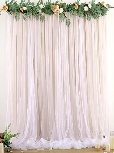 Champagne Tulle Backdrop Curtains for Baby Shower Party Wedding Photo Drape Backdrop for Photography Props Engagement Bridal Shower 5 ft X 10 ft