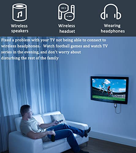 Bluetooth 5.0 Transmitter Receiver,Bluetooth Transmitter for TV,TWIEVO Bluetooth Adapter LCD Display 3-in-1 3.5MM AUX Jack Stereo USB Adapter Wireless Dongle for PC TV Car,Bluetooth tv Transmitter