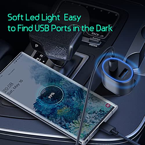 Samsung 25W USB C Car Charger, PD&QC3.0 Dual Port Compatible Car Charger with 5ft Type C Cable for Samsung Galaxy S23/S23 Ultra/S23 Plus/S22/S22 Ultra/S22+/S21/S21+/S21 Ultra/S20/S20+/Note 20/Note 10
