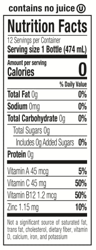 Hint+ Vitamin Clementine, Water Infused with Clementine Plus a Vitamin Boost, 50% Daily Value Vitamin C, Vitamin A, B12, Zinc, Zero Sugar, Zero Calories, Zero Diet Sweeteners, 16 Fl Oz (Pack of 12)