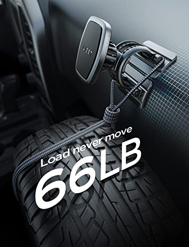 LISEN Magnetic Phone Holder for Car Fit Curved Surfaces Car Phone Holder Mount Flexible & Stable Dashboard Magnetic Phone Car Mount with 3 Metal Plates Fit All iPhone 14/13/12/11,Pro,Pro Max,Android